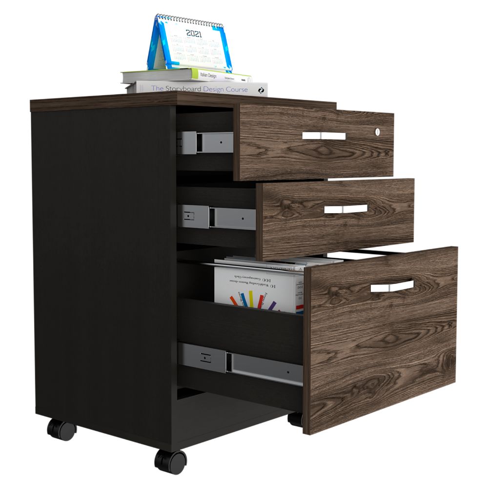 Archivador Bajo Yuram, Chocolate, tres cajones y un cajon con cerradur ...