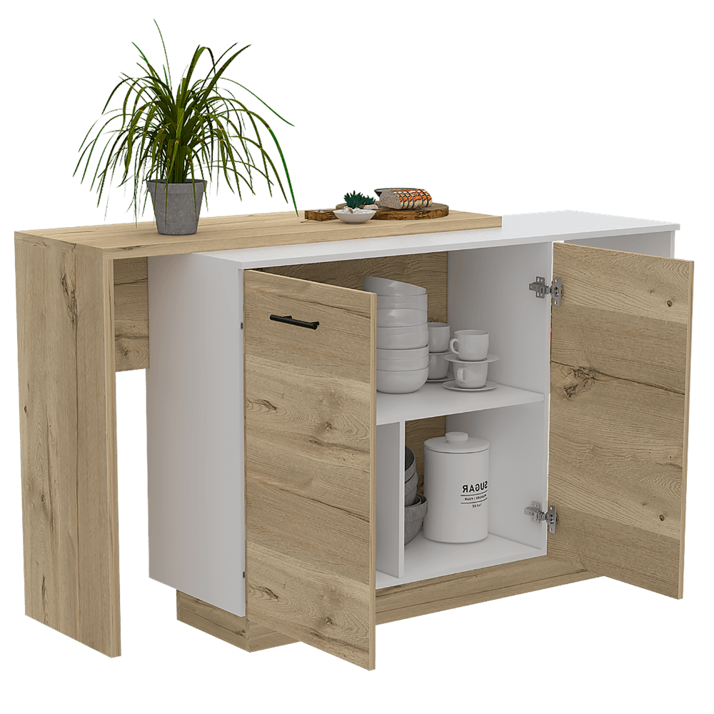 Barra de Cocina Eris, Café Claro y Blanco, con Dos Puertas Batientes Z ...