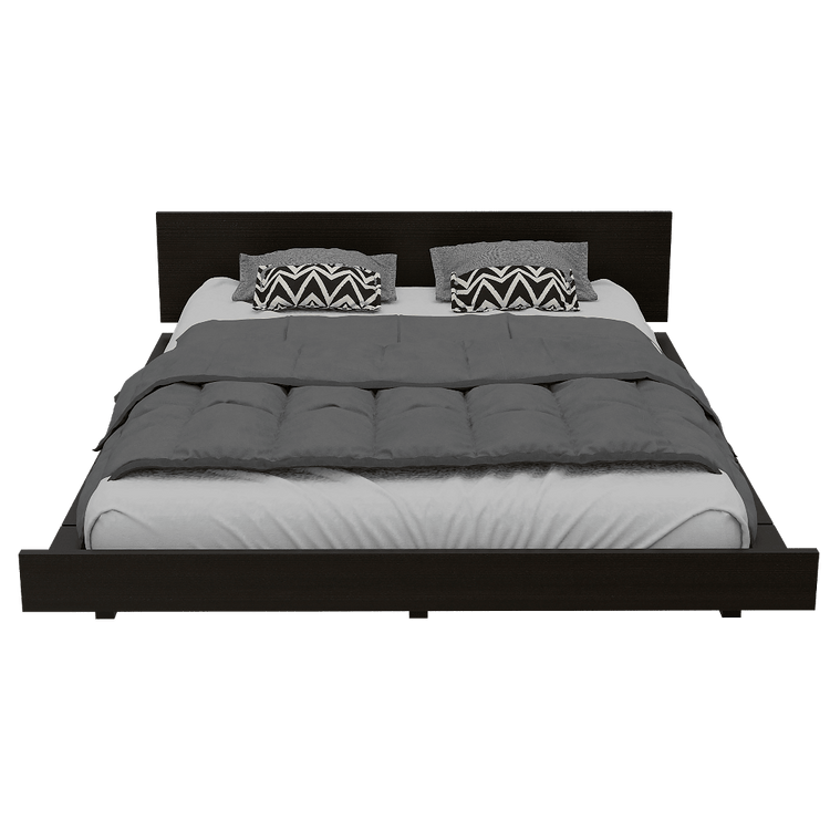 Cama Queen Wesley, Wengue y Miel, Incluye Tendido de Tablas – Maximuebles