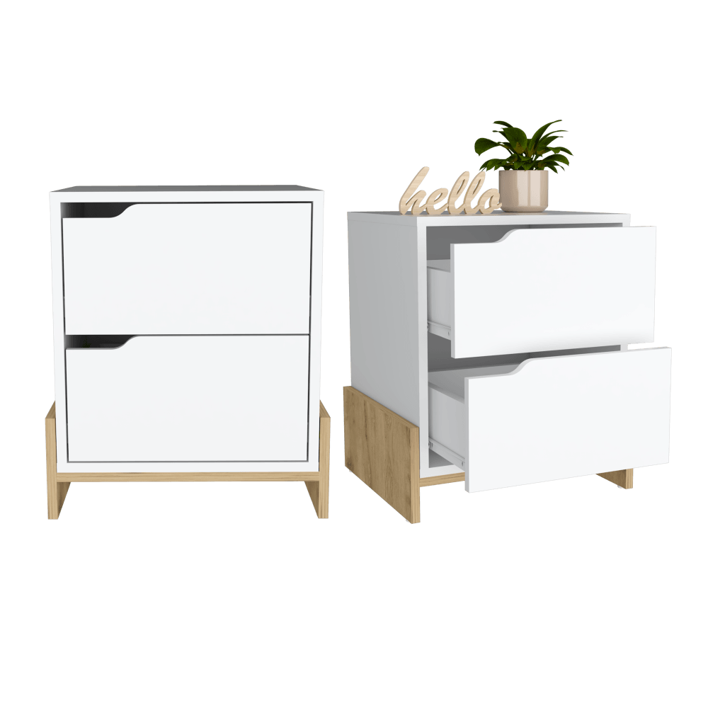 Mesa de Noche Galanto, Blanco Nevado y Macadamia, con Una Puerta Batie ...