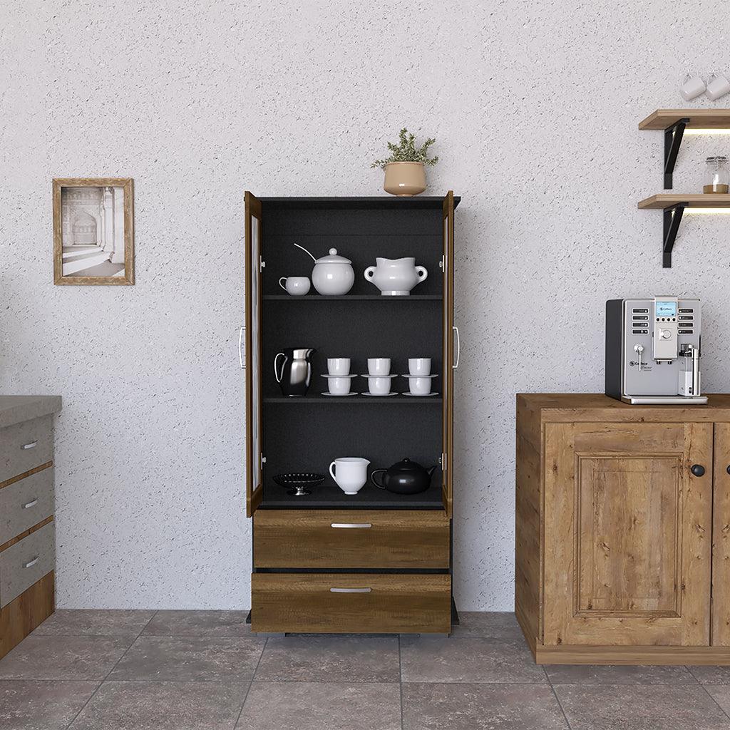 Mueble Multiusos Clasic, Wengue y Cobre, con Dos Cajones – Maximuebles