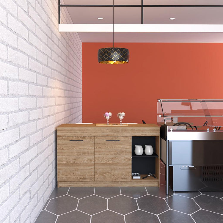 Mueble Multiusos Prada, Miel y Wengue, con dos puertas batientes ...