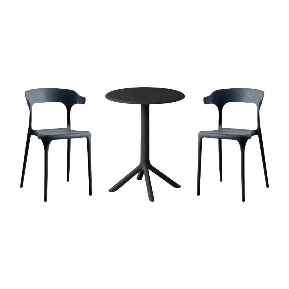 Combo Parisma, Incluye Mesa Redonda y 2 Sillas en color Negro – Maximuebles